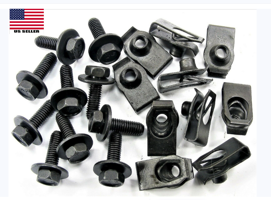 Ford Body Bolts & U-nut Clips- M6-1.0 x 20mm Long- 10mm Hex- 20 pcs ...