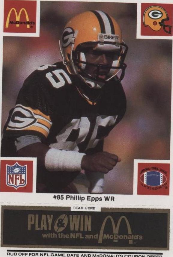 1986 McDonald's Play & Win - Green Bay Packers Phil Epps Black Tab (RC ...