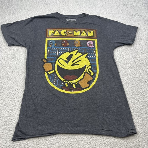 PAC MAN Shirt Mens Medium Charcoal Gray Logo Namco Arcade Retro | eBay