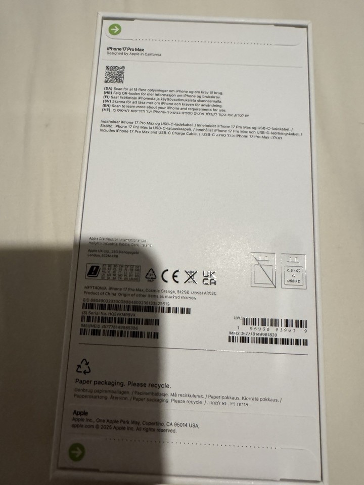 Apple iPhone 17 Pro Max 512GB Cosmic Orange Unlocked Smartphone New ...