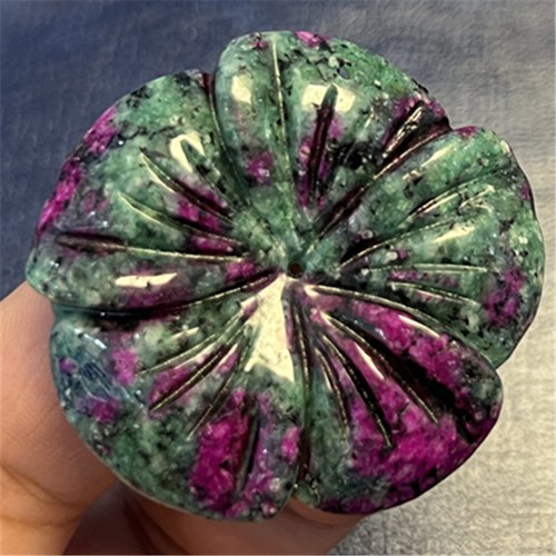 DA08540 46x45x7mm Beautiful Ruby in Fuchsite Carved Flower Pendant Bead ...