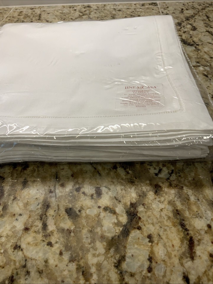 12 Linea Casa Classics 20" x 20" Linen Cotton Dinner Napkins Style 7902 ...