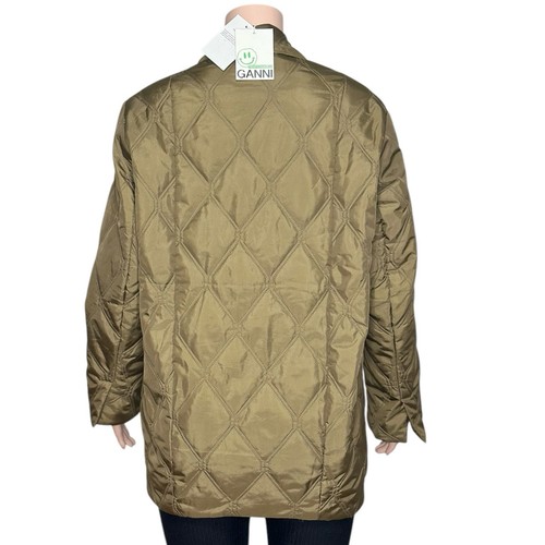 NWT GANNI Diamond Quilted Ripstop Oversized Jacket, Teak, FR34/US2 | eBay