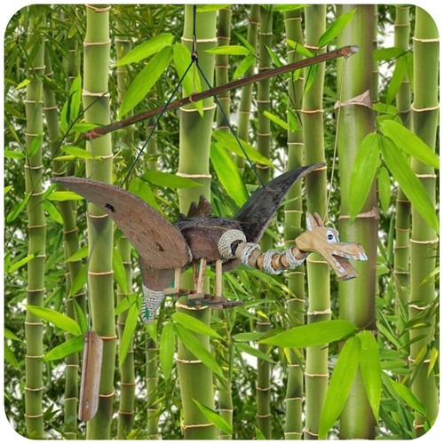 Bamboo Wind Chime Coconut Mobile Handmade Garden Decoration Dragon ...