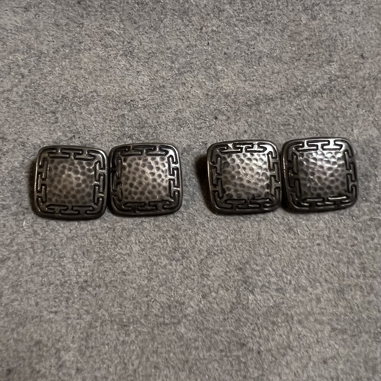 Vintage Greek Key Square Shape Sterling Silver Cuff L… - Gem