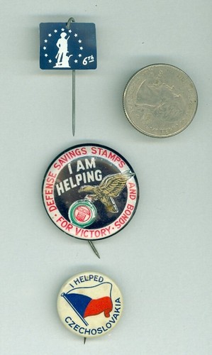 3 WW II Homefront Propaganda Political Pinback Buttons 6th War Loan ...
