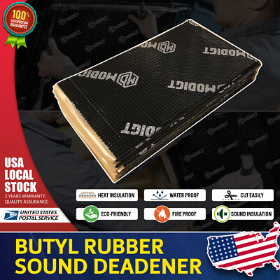 10Sqft 80Mil Car Sound Deadener Butyl Rubber Sound Dampening Deadening ...
