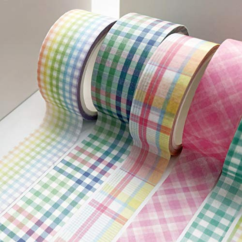 6 Rolls Plaid Washi Tape Set Basic Grid Masking Decorative Tapes for ...