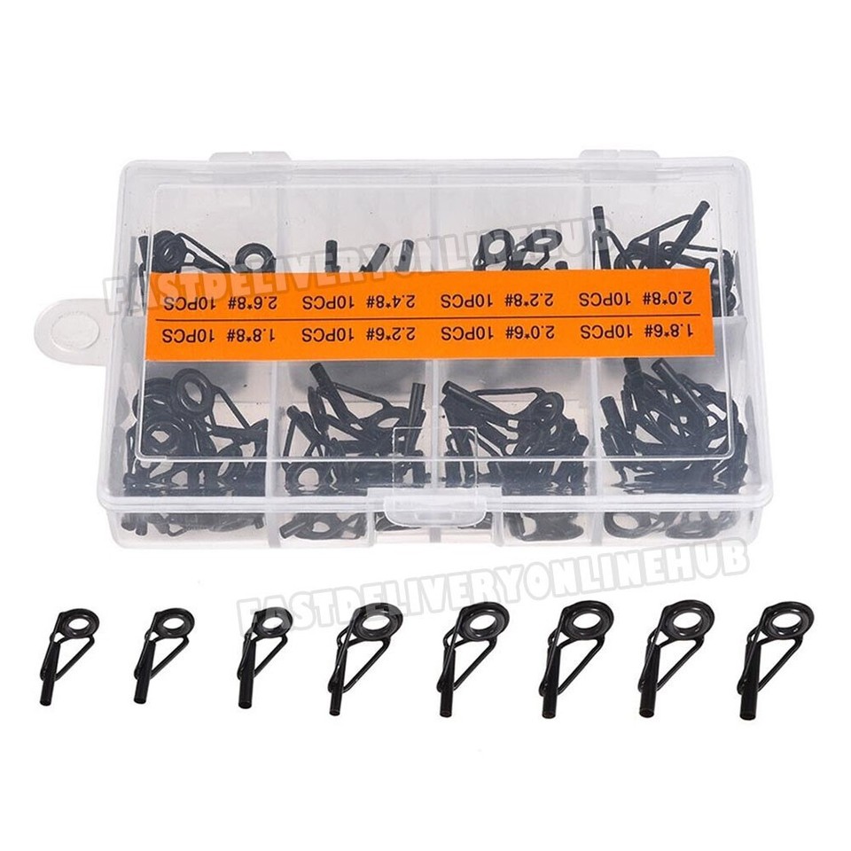 80PCS Fishing Rod Tip Repair Kit Fishing Rod Tips Stainless Ceramic ...