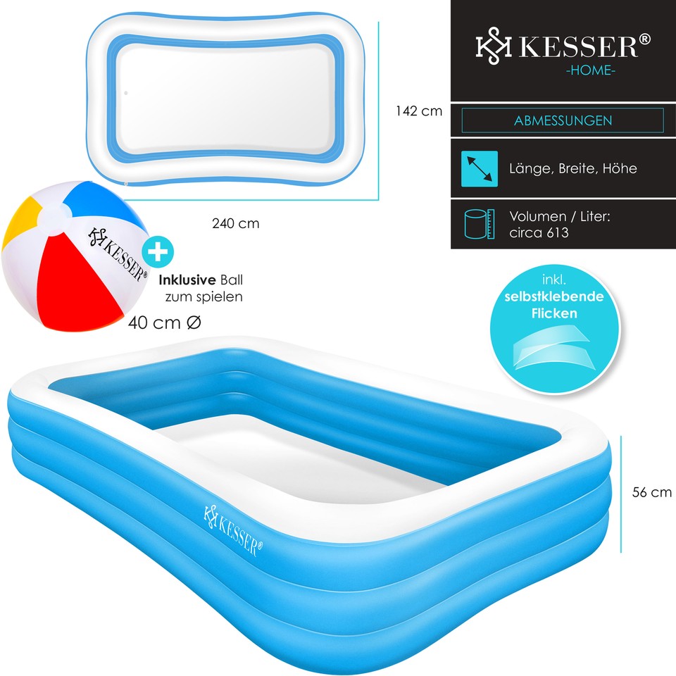 KESSER® Aufblasbar Schwimmbecken Planschbecken Schwimmbad Groß Familien ...