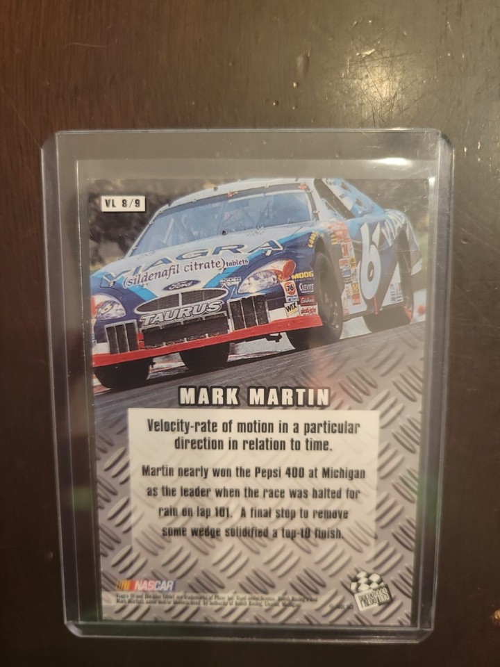 2002 Press Pass NASCAR Racing Velocity #VL8 Mark Martin RARE CARD WOW ...