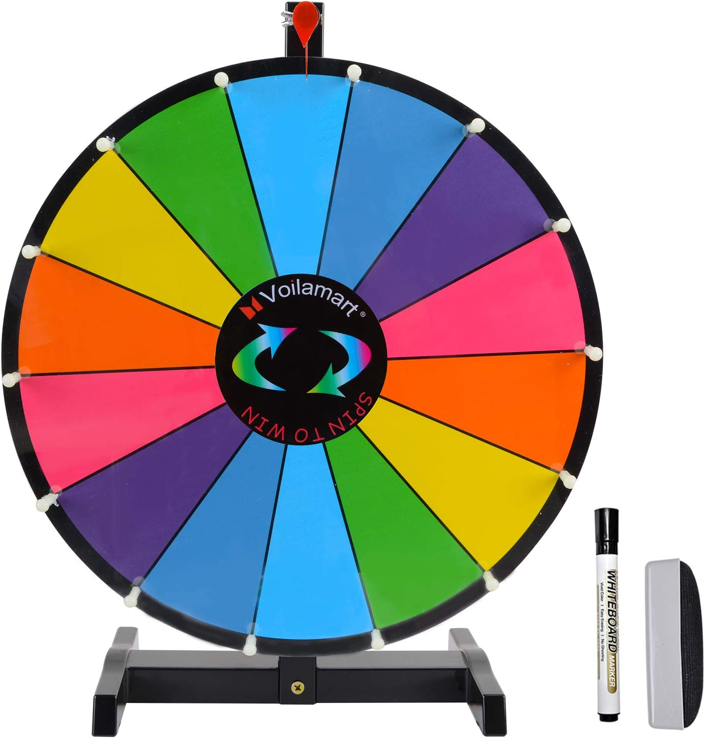 18" Tabletop Spinning Prize Wheel Spin Wheel Dry Erase 14 Slots Durab 2 ...