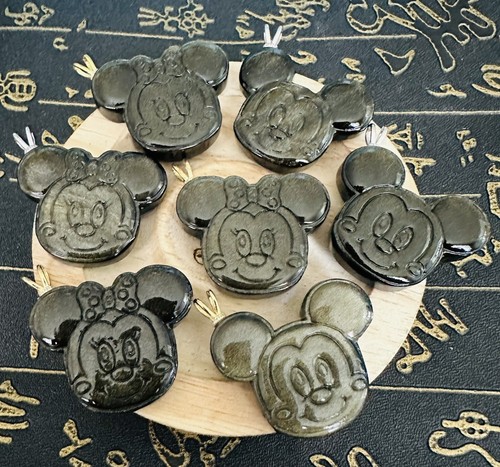 Golden Obsidian Mickey Minnie Mouse Silver Pendant | eBay