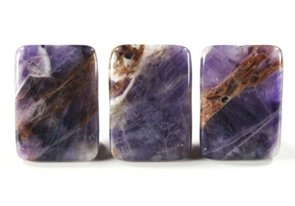 Three (3) Chevron Dogtooth Amethyst 35x25mm Rectangle Beads Dog Tooth ...