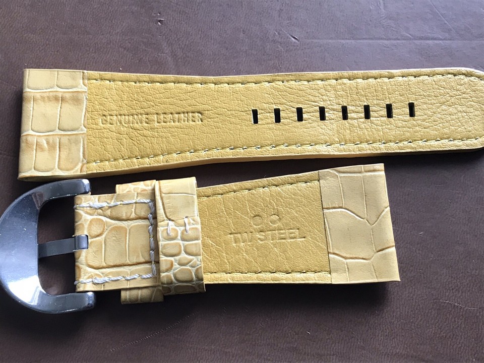 Genuine TW Steel Leather Watch Strap & Buckle 30mm Beige Yellow TWB75 ...