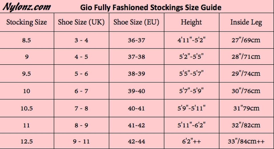 Gio Fully Fashioned Stockings - All Sizes, Colours & Heel Styles ...