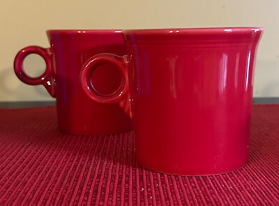 2 scarlet red fiestaware coffee mugs with classic ring handle | eBay