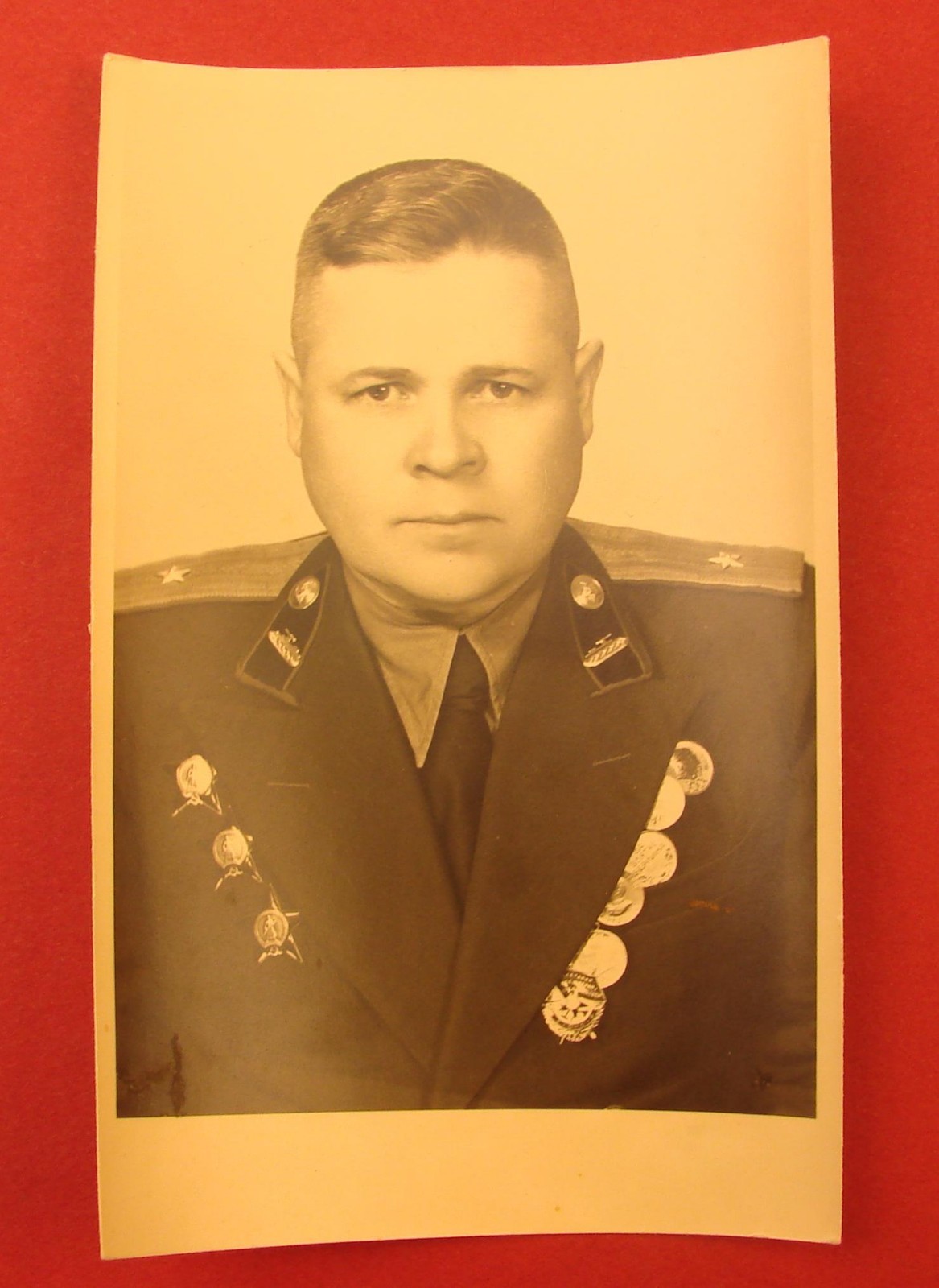 ORIGINAL Soviet Tank Corps Officer Photo 3 Orders of Red Star M55 ...