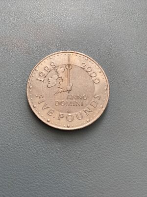 £5 Five Pound Crown Coin 1999-2000 Millennium Anno Domini - Brown Mark ...