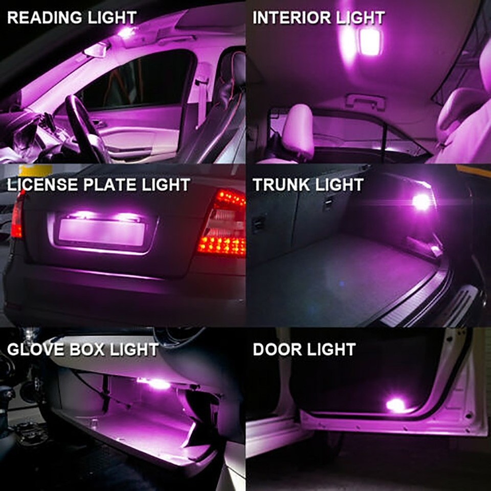 20x/set LED Car Interior Reading Light Dome Map License Plate Lamp Pink ...