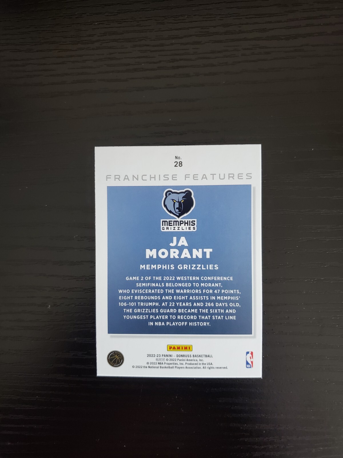Ja Morant - 2022-23 Donruss Franchise Features Insert #28 | eBay