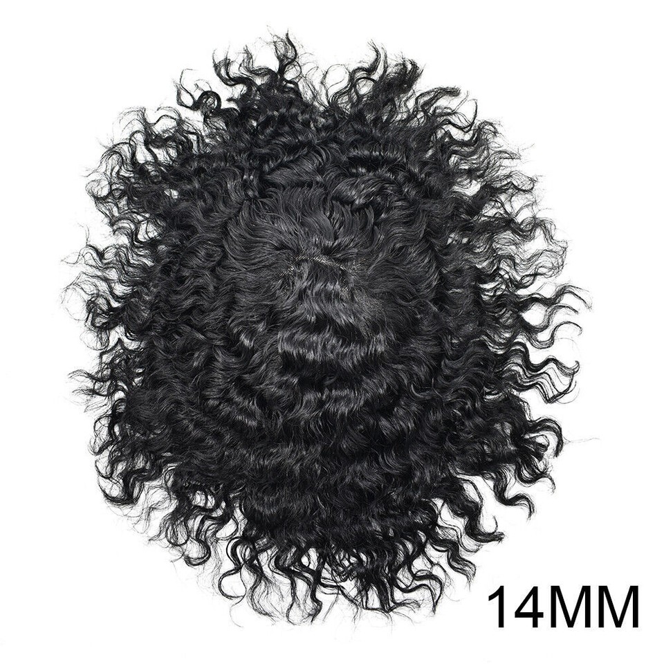 Afro Curl Mens Toupee Full Poly Skin Pu African American Hair System ...