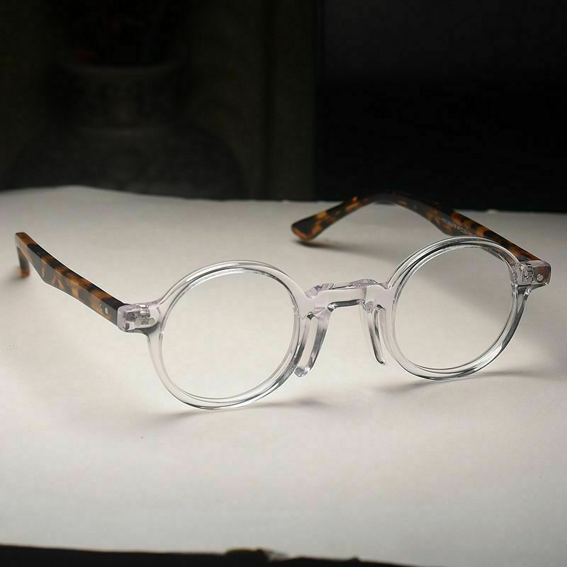 Vintage round clear eyeglasses mens crystal round glasses frame ...
