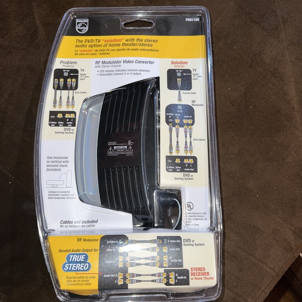 Philips RF Modulator Video Converter PH61155 True Stereo Outputs Audio ...