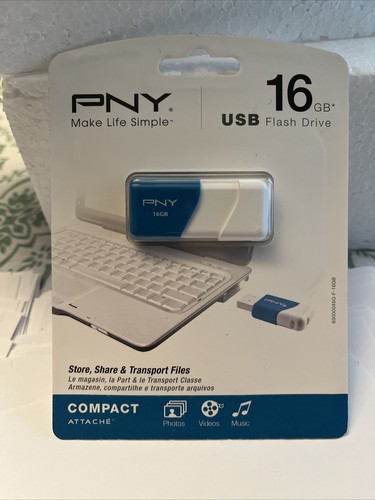 PNY USB Flash Drive 16GB - Blue New Sealed On Card | eBay