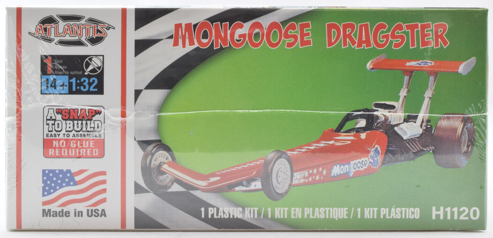 Atlantis Tom McEwen Mongoose Dragster 1:32 Snap Plastic Model Car Kit ...