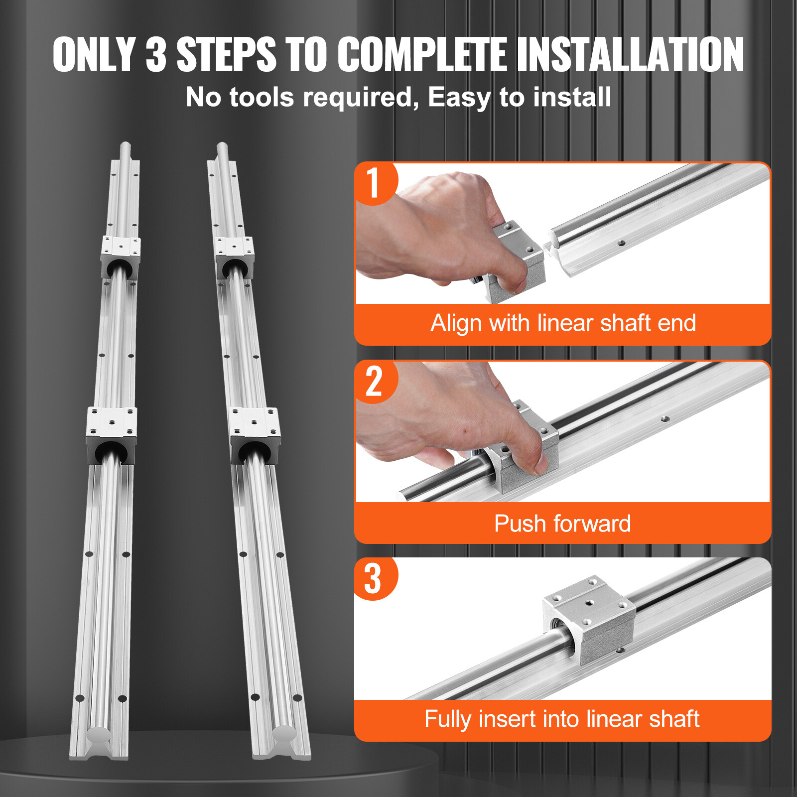 VEVOR 2PCS SBR16 800mm Linear Guide Rail Slide Rail 4 PCS SBR16UU ...