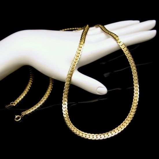 KOREA Vintage Chain Necklace Long Gold Plated Thick Interlocking Links ...