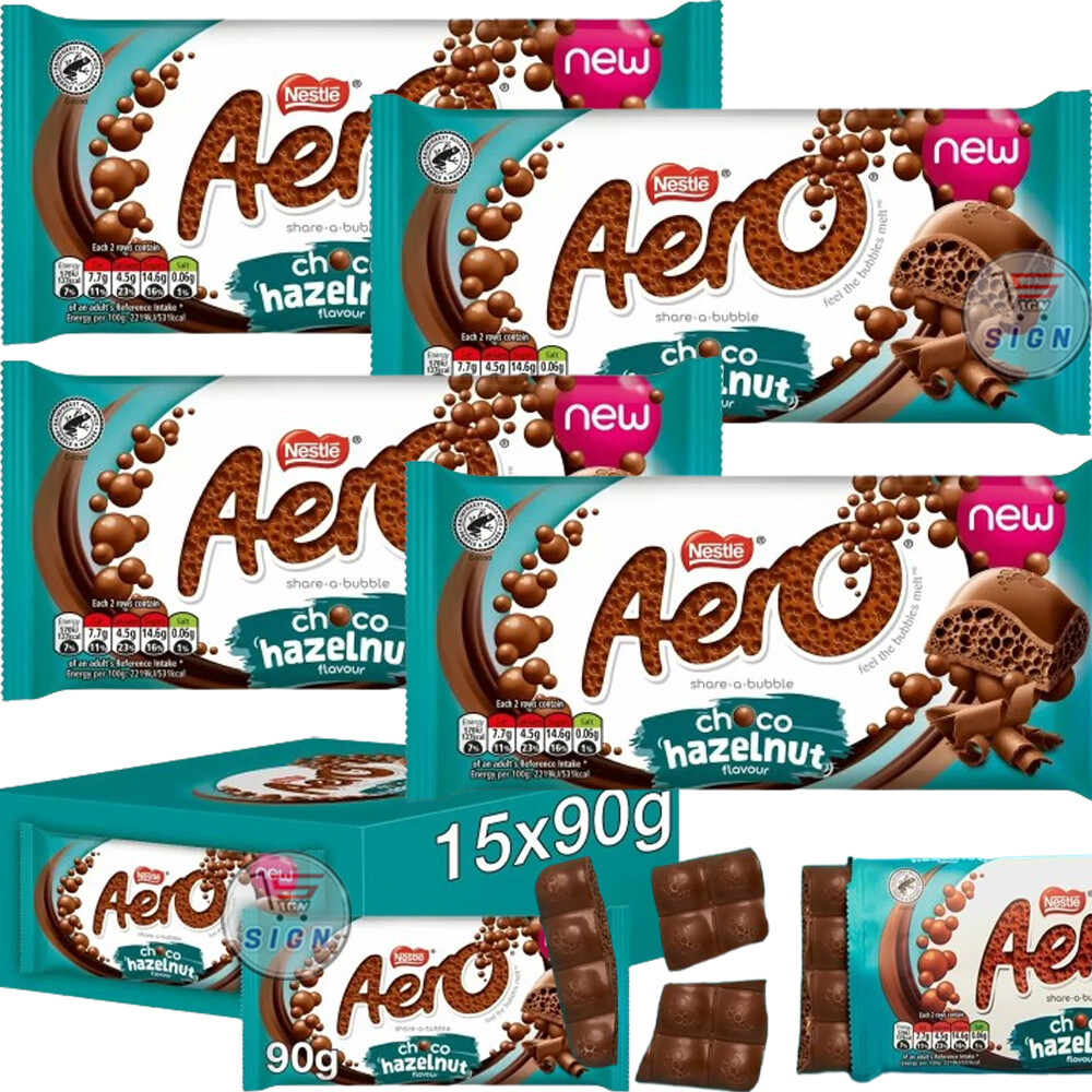 Aero Hazelnut Flavour Bubbles Chocolate Sharing Bar90g Nestle Perfect ...