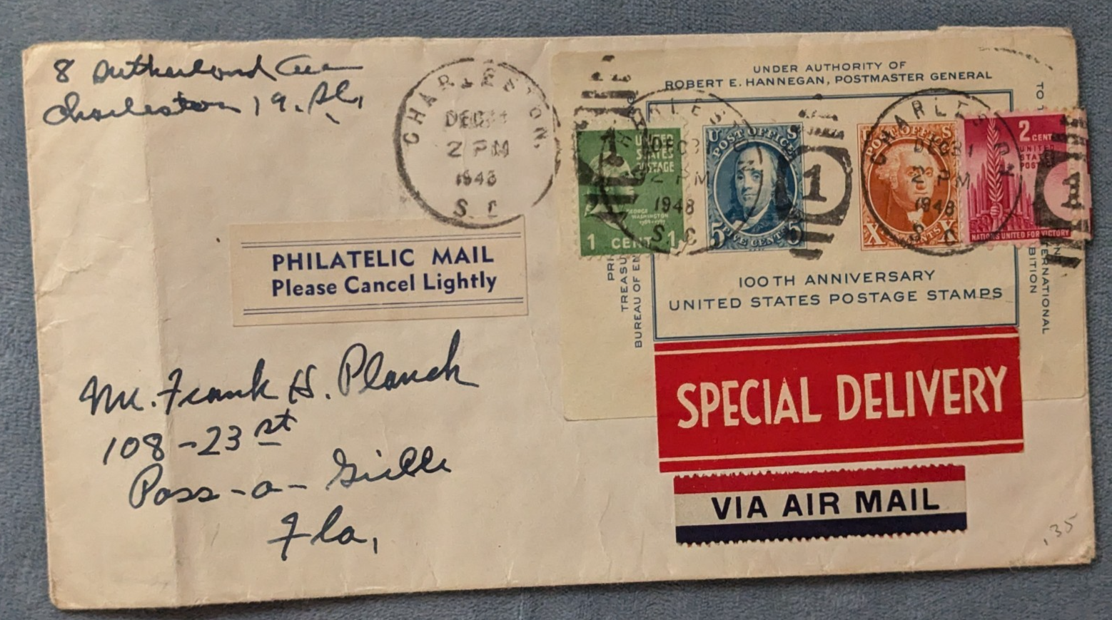 1948 Charleston SC to Florida Special Delivery Air Mail Cover - 1947 ...