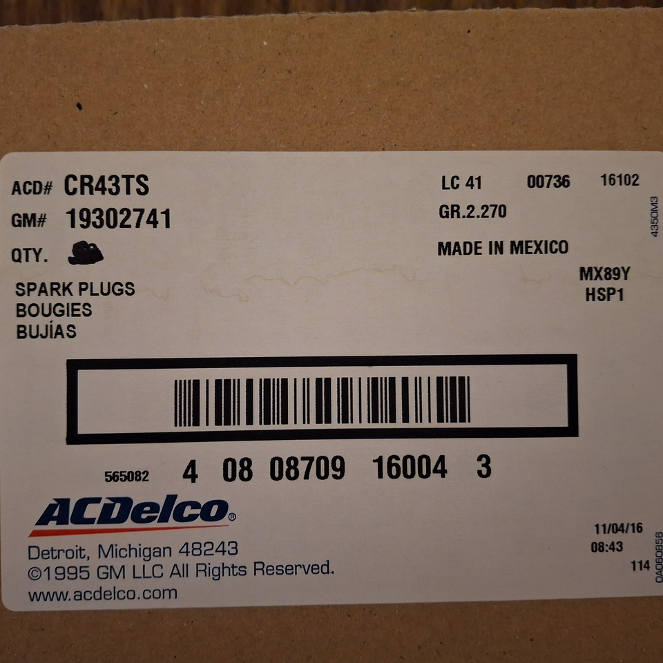 ACDelco Spark Plugs CR43TS Set Of 8 | eBay