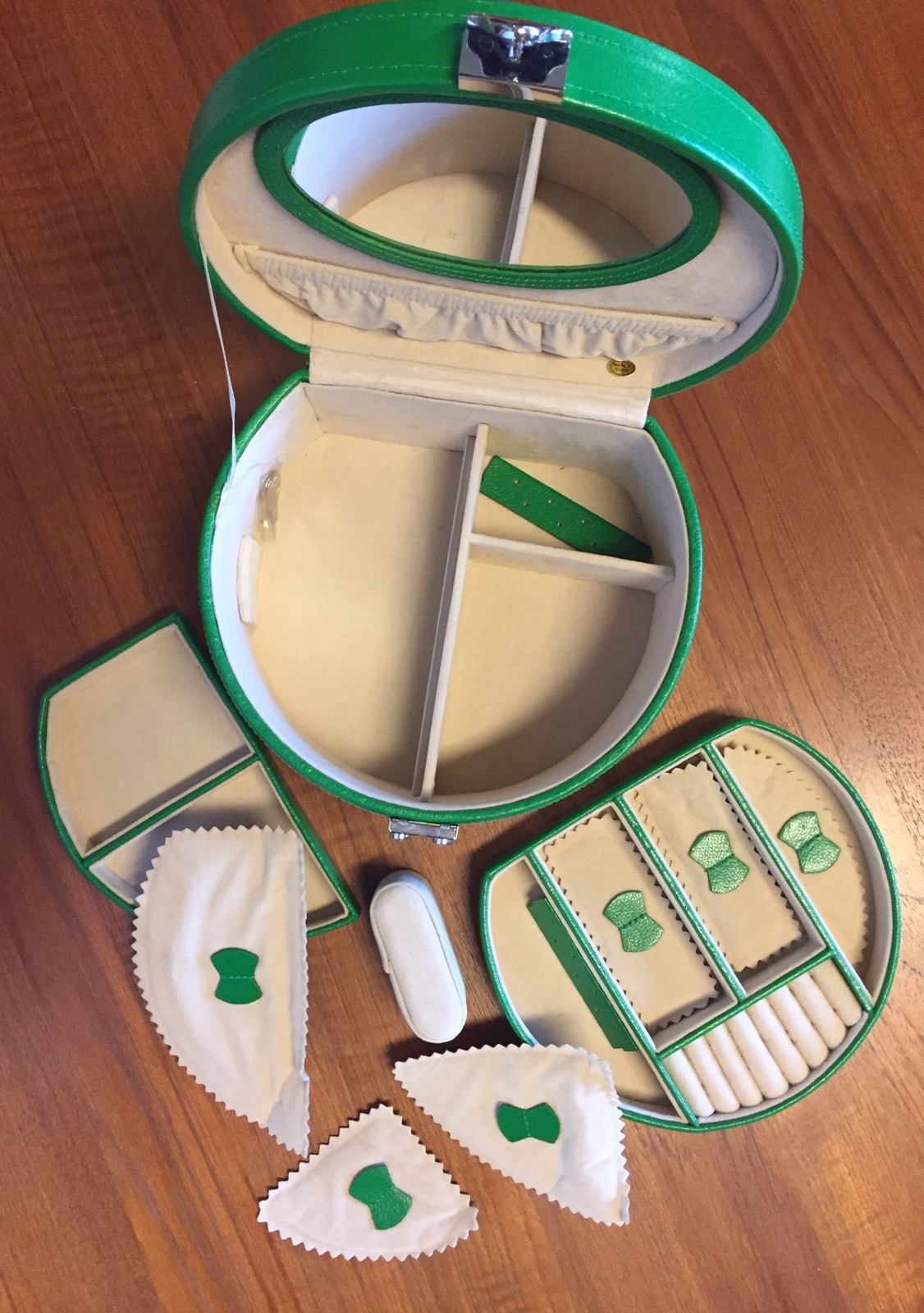 Jewelry Box w/Mirror- Lock w/Key- Green Faux Leather-NWOT 7"x8 1/4" | eBay