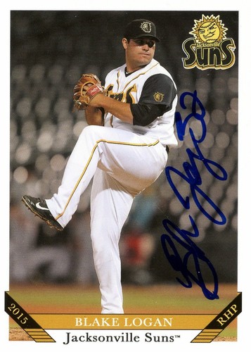 2015 Jacksonville Suns BLAKE LOGAN Signed Card autograph AUTO MARLINS ...
