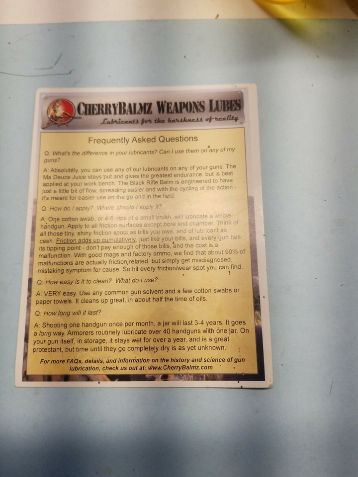 CherryBalmz Gun Grease Black Rifle Balm 15ml Cherry Balmz | eBay