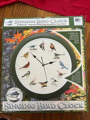 The Original Singing Bird Hanging Wall Sound Clock, 13 Inch, Green ...