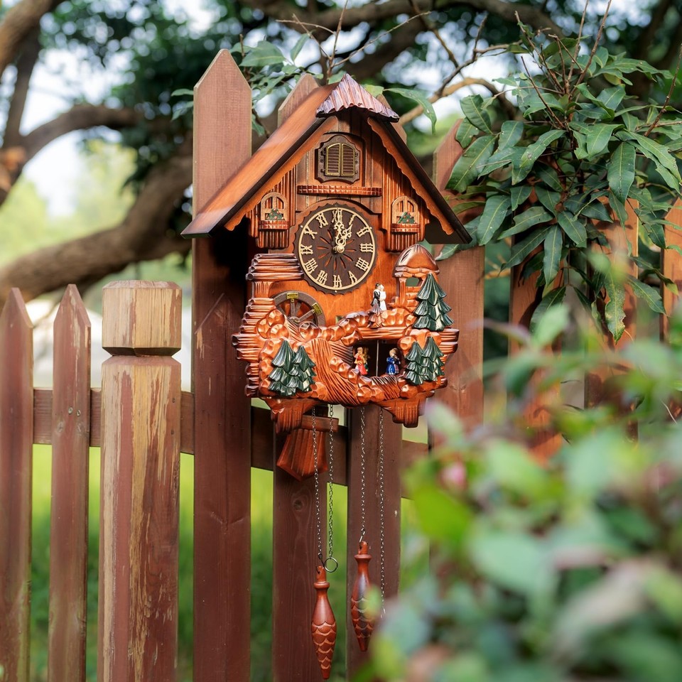 Handcrafted Cuckoo Clock with Dancing Figures: A Wall-Mounted Cuckoo ...