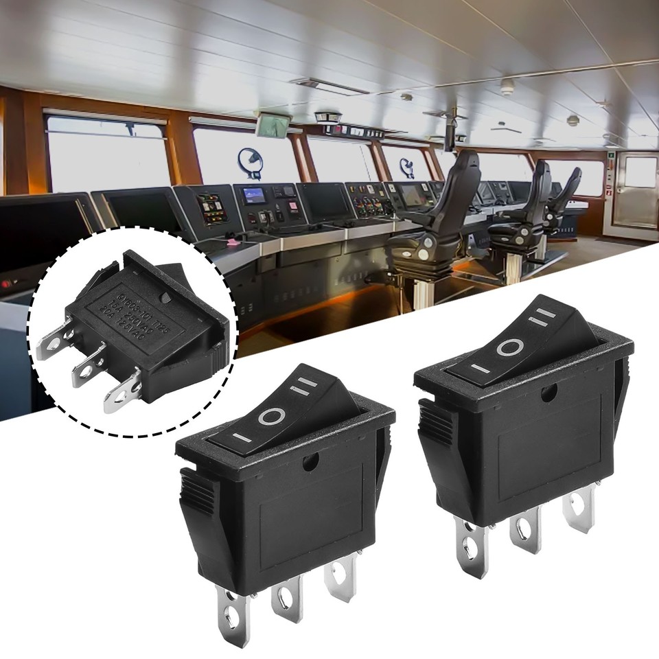 Black Rectangle Rocker Switch 3 Position SPDT for Marine Applications ...