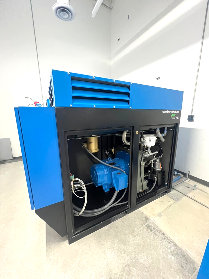 KOBELCO OIL FREE, KNW SERIES, 40 HP AIR COMPRESSOR '' TWO STAGE, 41 HRS ...