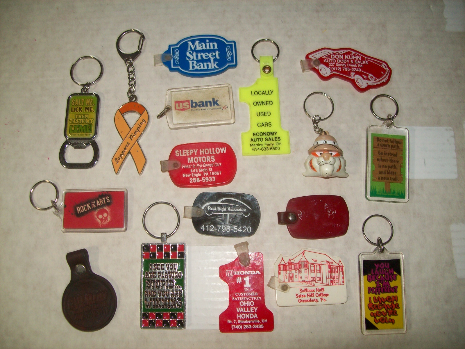 Lot 14 different used keychains in various states of condition dealer ...