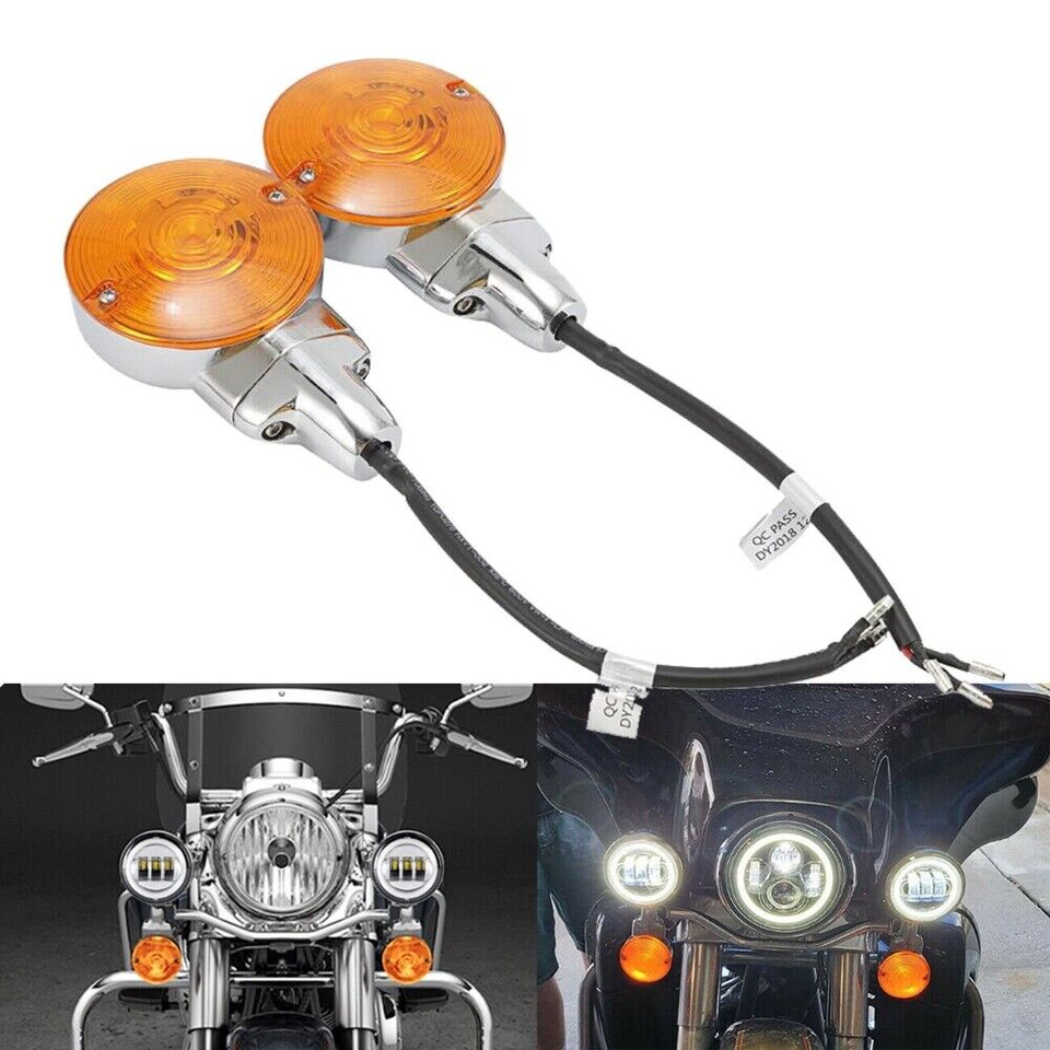Front Flat Turn Signal Lights For Harley Heritage Softail Classic FLSTC ...