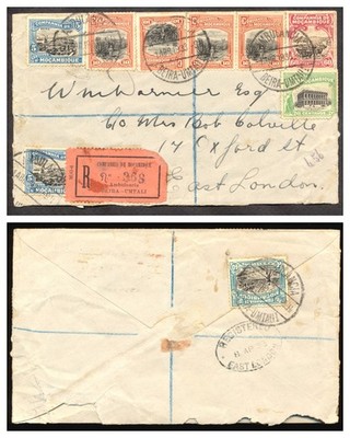 MOZAMBIQUE 1933 REGISTERED COVER BEIRA UMTALI LABEL & POSTMARK TO ...
