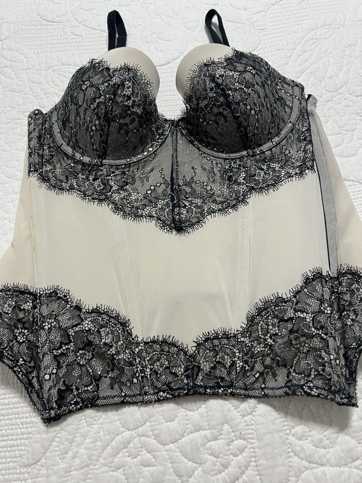 Victoria Secret Bra 36B Longline Bra Corset Bustier Bra Seamed Beige ...