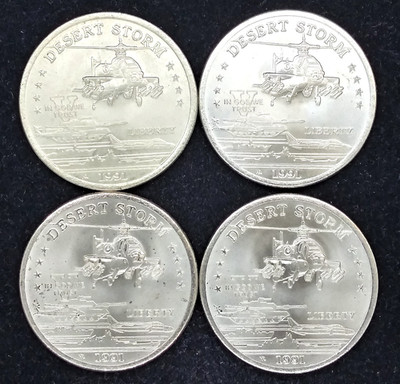 4 x 1991 New Queensland Mint Desert Storm Apache Helicopter $5 Coins | eBay