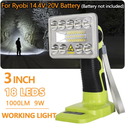for Ryobi 18V ONE+ Lithium Ion Cordless LED Spotlight Torch 1120LM ...
