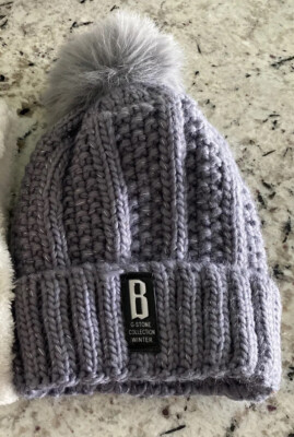 G- Stone Collection Winter Pom Pom Bobble Hat Women’s One Size Gray ...
