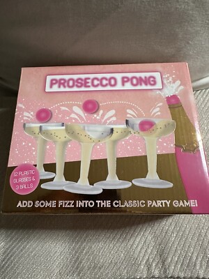 Prosecco Pong Drinking Game 12 Glass with 3 Ping Ball Set Champagne ...